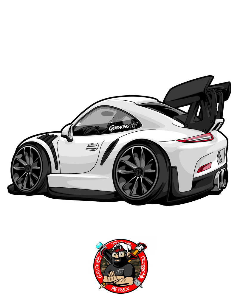 Porsche GT3RS Cartoon Sticker – GP1Racing